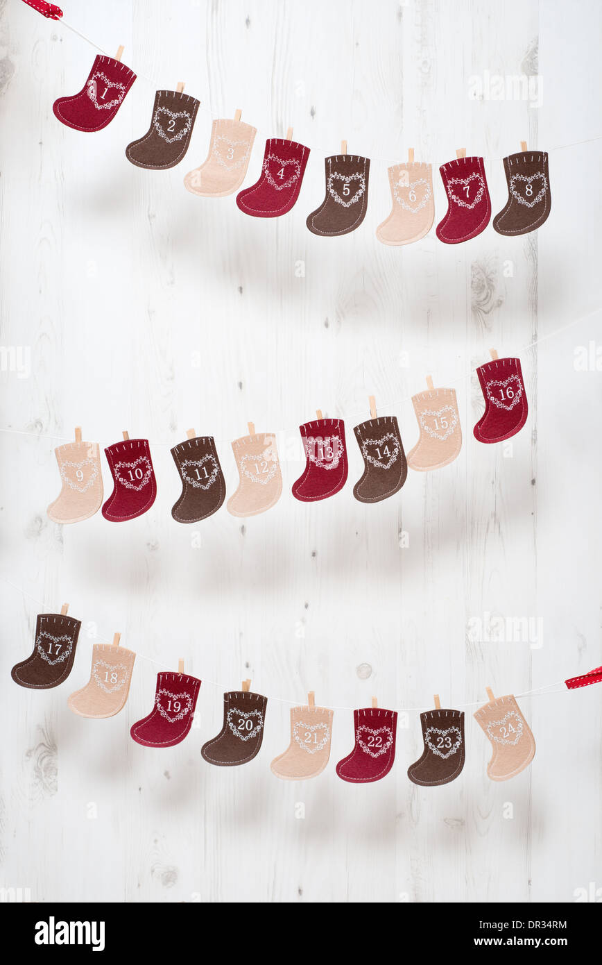 Christmas stocking advent calendar on a white background Stock Photo ...