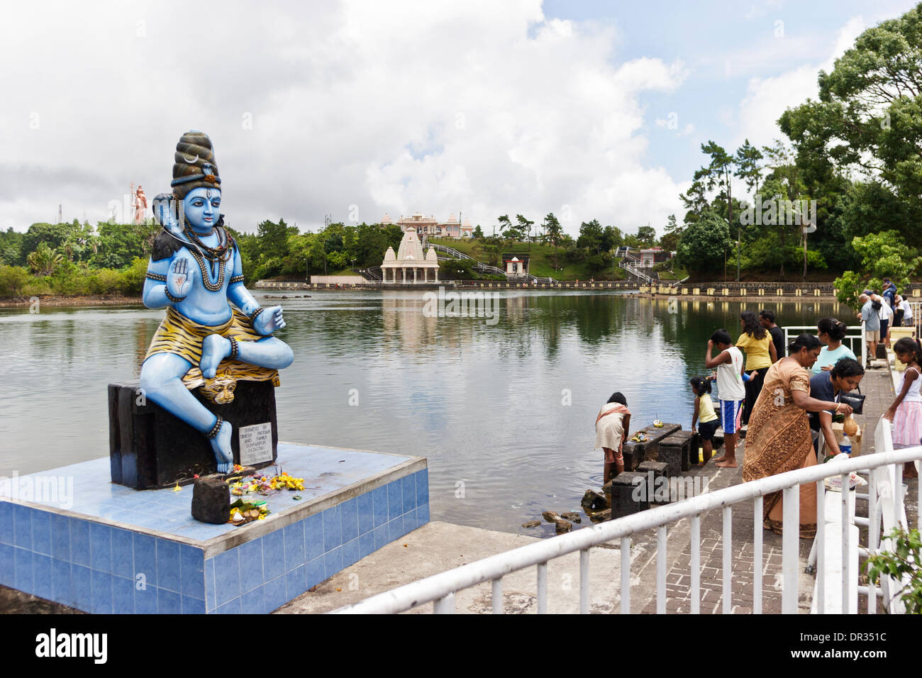 Grand Bassin Holy Temple with a hindu God statue, Mauritius Stock Photo ...