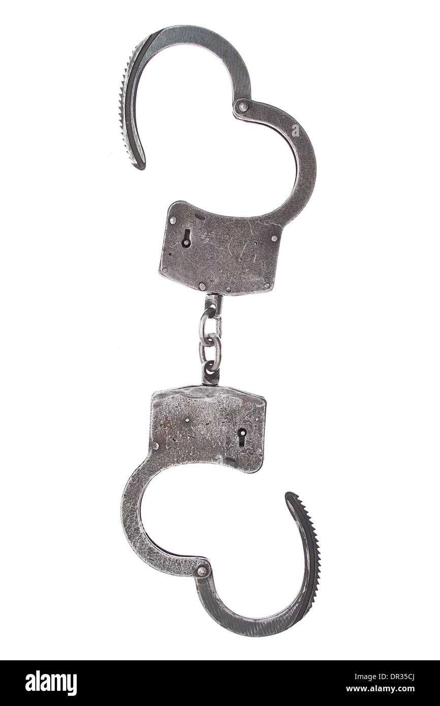 handcuffs isolated on white background Stock Photo - Alamy