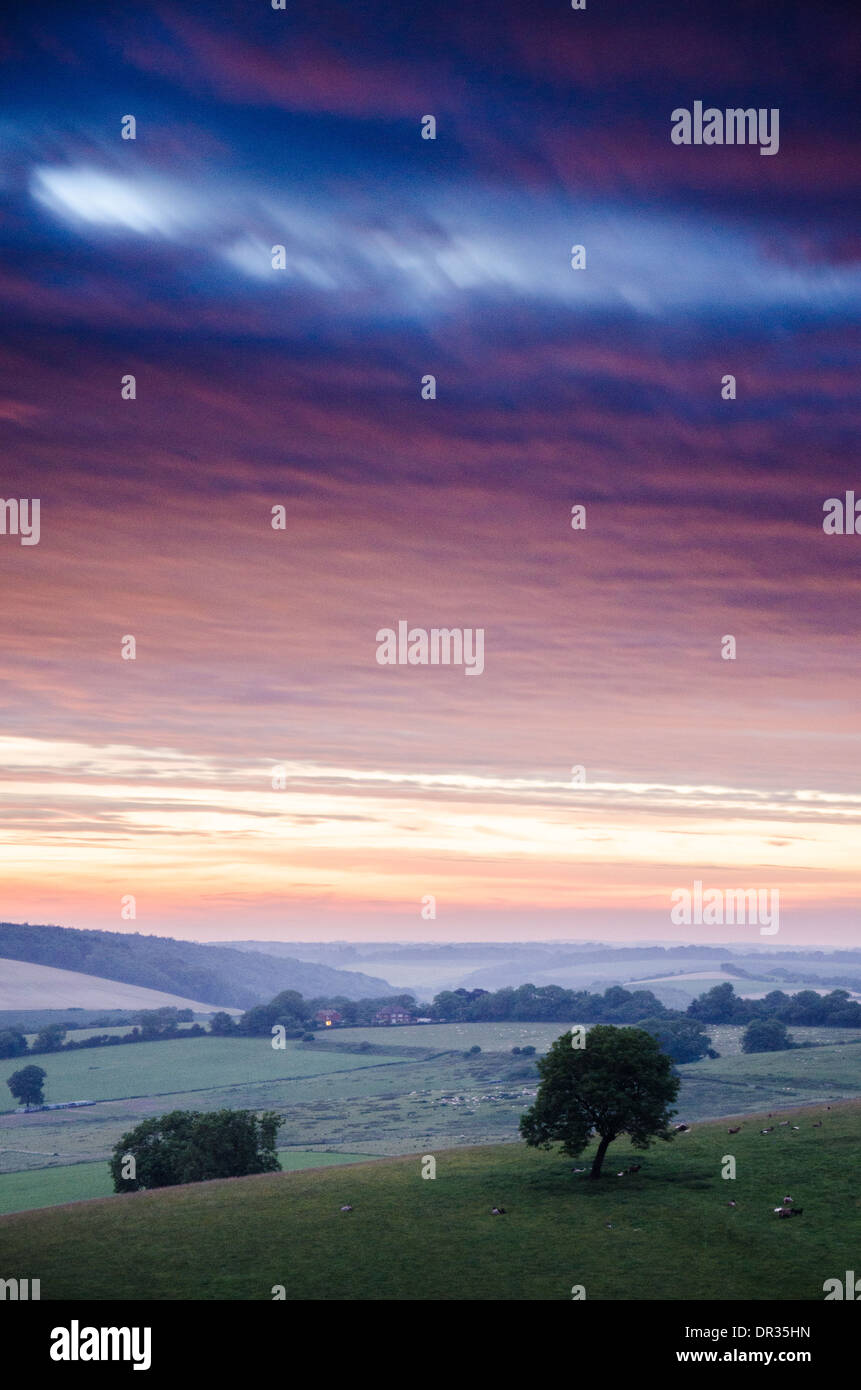 Old Winchester Hill, Hampshire, during an extremely stunning sunset ...