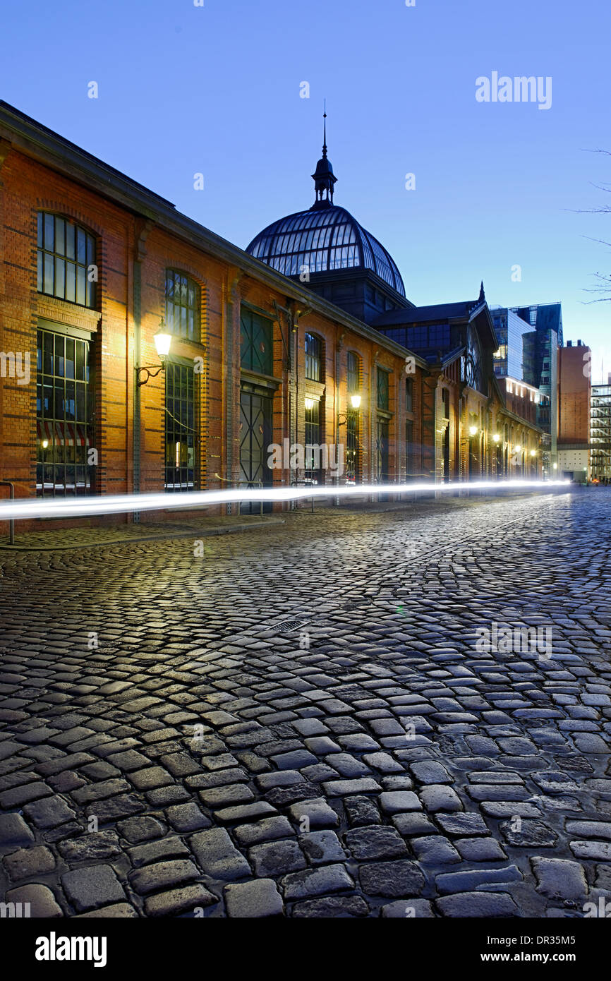 Fish Auction Hall at dusk, Altona, Hamburg, Germany, Europe Stock Photo ...