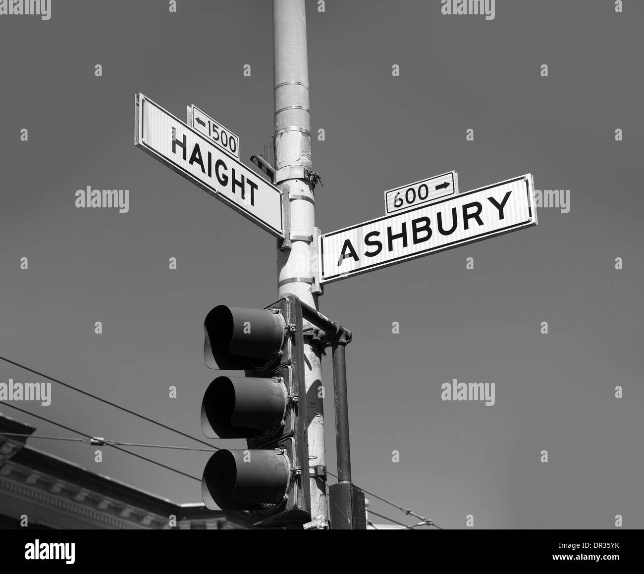 San Francisco Haight Ashbury street sign junction corner in California ...