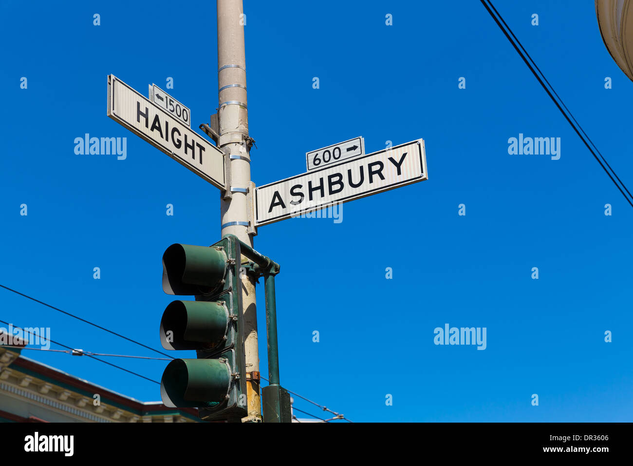San Francisco Haight Ashbury street sign junction corner in California ...