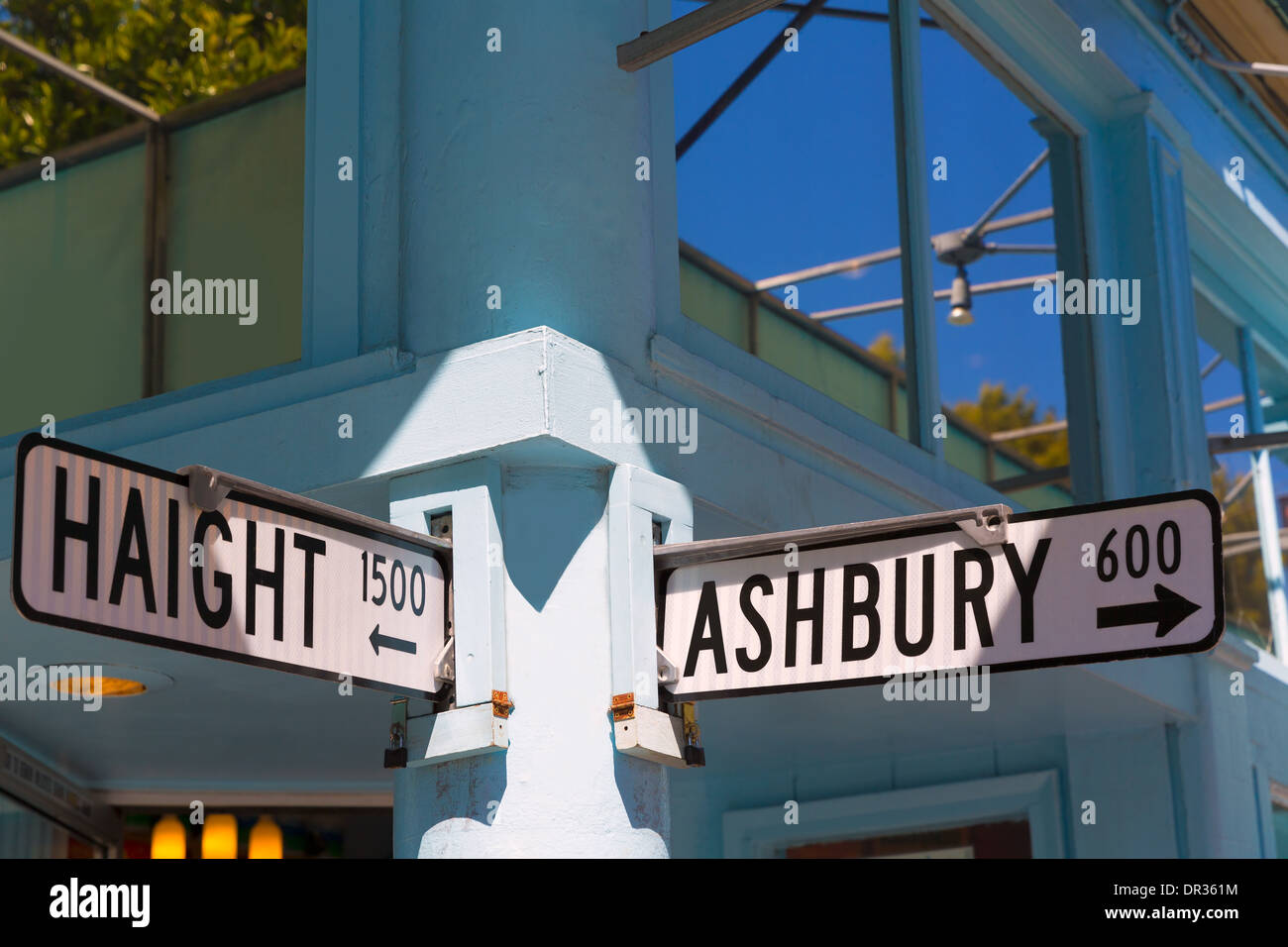 San Francisco Haight Ashbury street sign junction corner in California ...