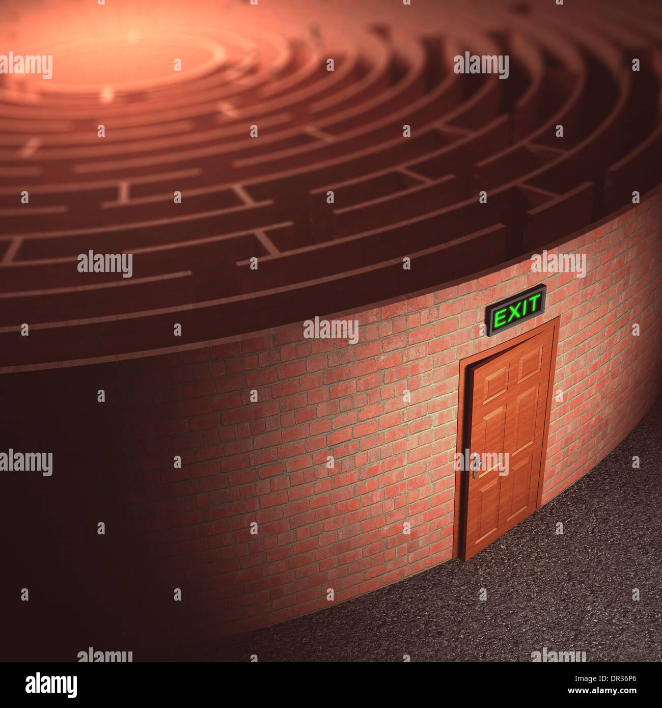Finding the exit door in the labyrinth Stock Photo - Alamy