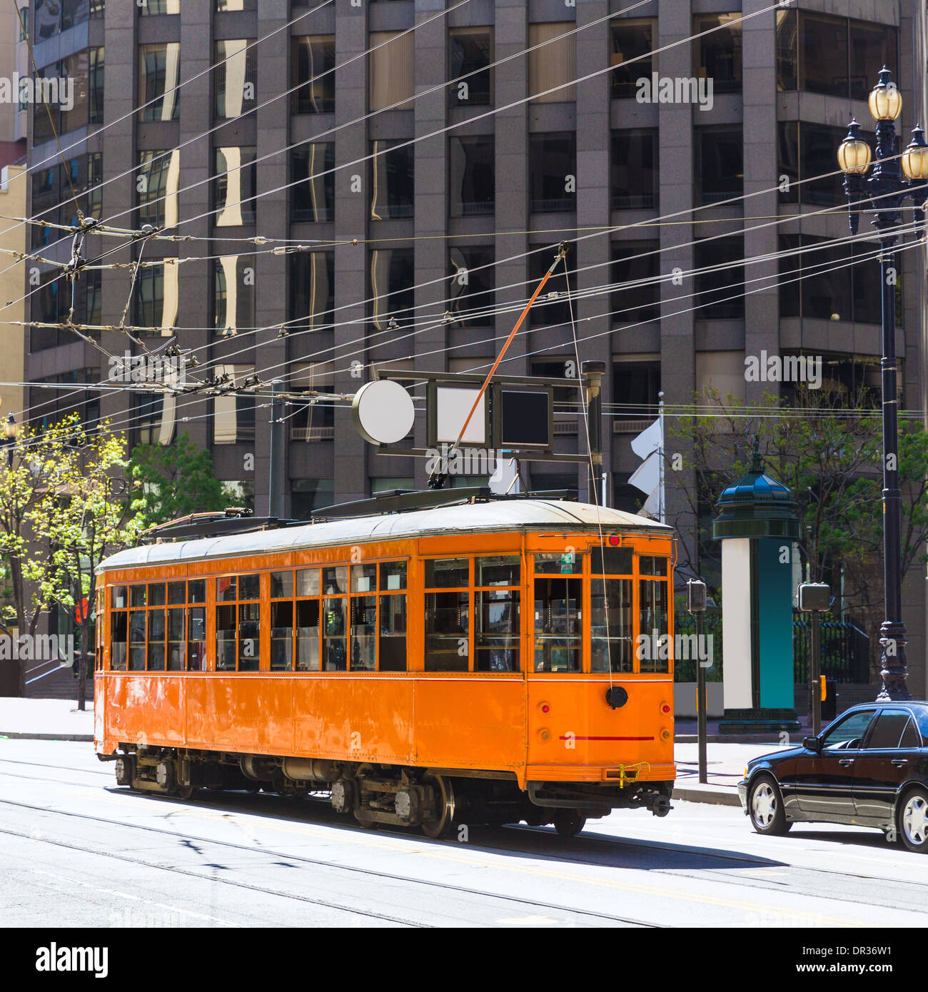 San Francisco Cable car Tram in Market Street downtown California USA ...