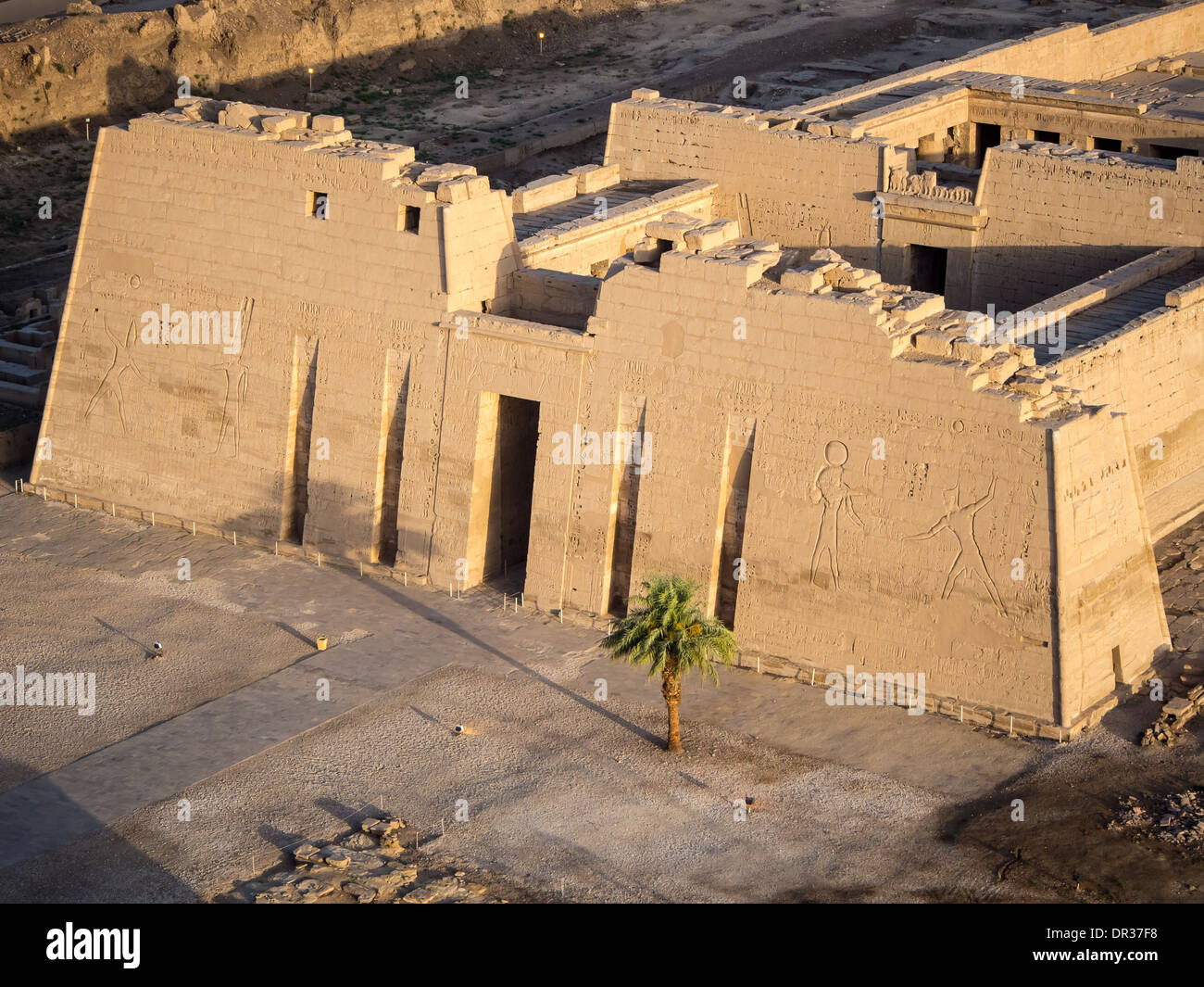 Medinet Habu, the funerary temple ramses III as seen from a Hot air ...