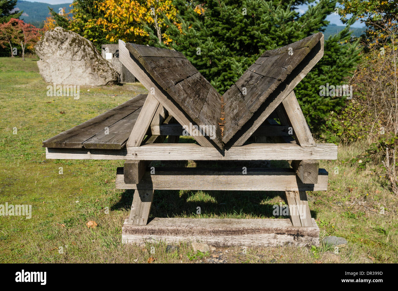 Flume used to transport logs to lumber mill at the Columbia Gorge ...