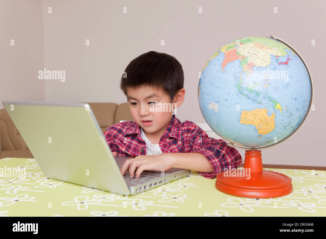 Boy using laptop Stock Photo - Alamy