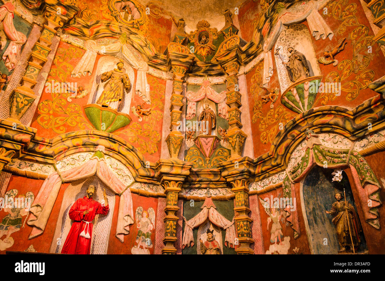 Chapel interior, Mission San Xavier de Bac, Tohona O'odham Indian ...