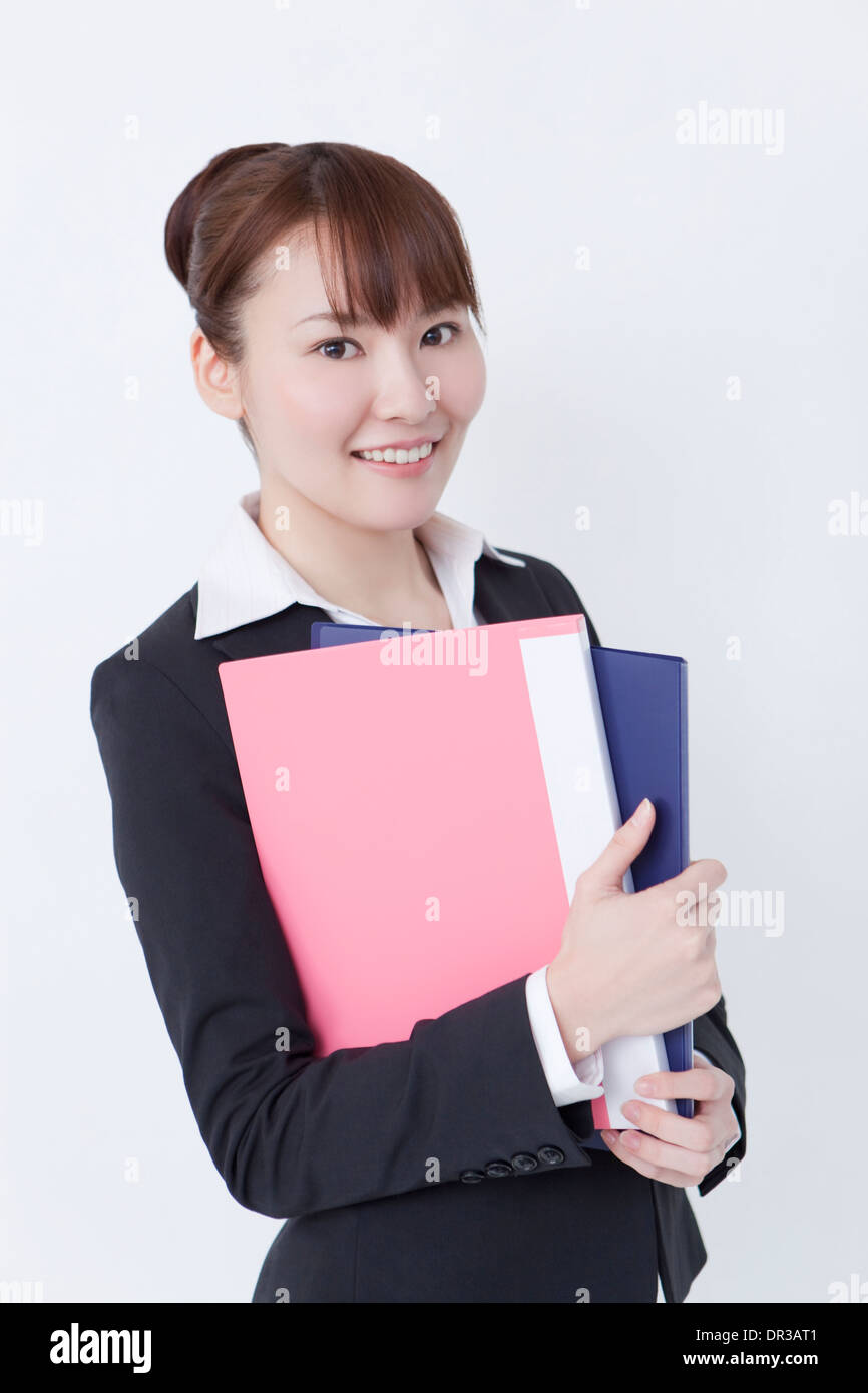 Woman files white background hi-res stock photography and images - Alamy