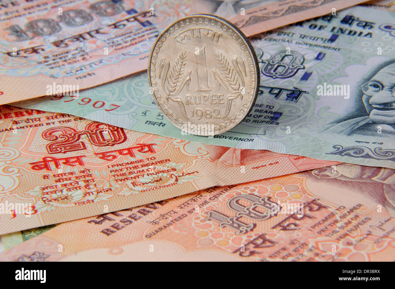 Indian currency notes and coin Stock Photo - Alamy
