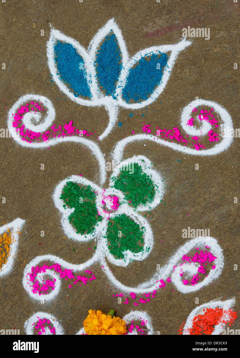Rangoli festival coloured powder design in an Indian street Stock Photo ...