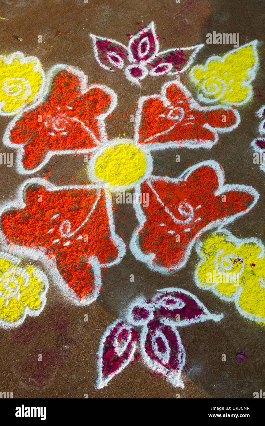 Rangoli festival coloured powder design in an Indian street Stock Photo ...
