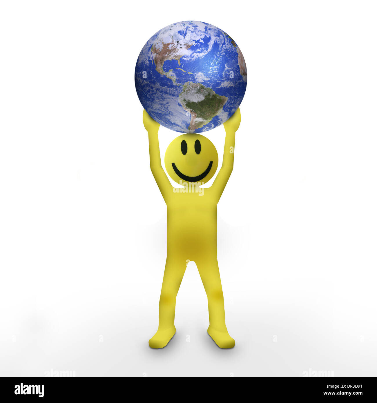 3D man holding planet Earth Stock Photo - Alamy