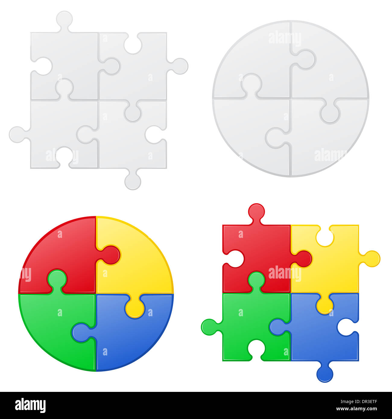 puzzle white and colors set icons illustration Stock Photo - Alamy