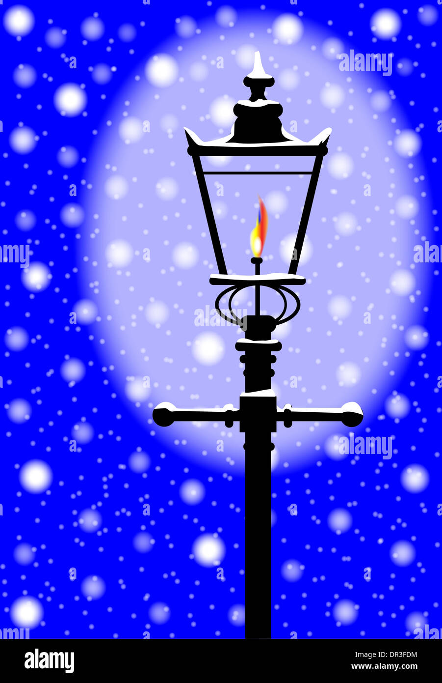 A typical old London gaslight with flame and glow Stock Photo - Alamy