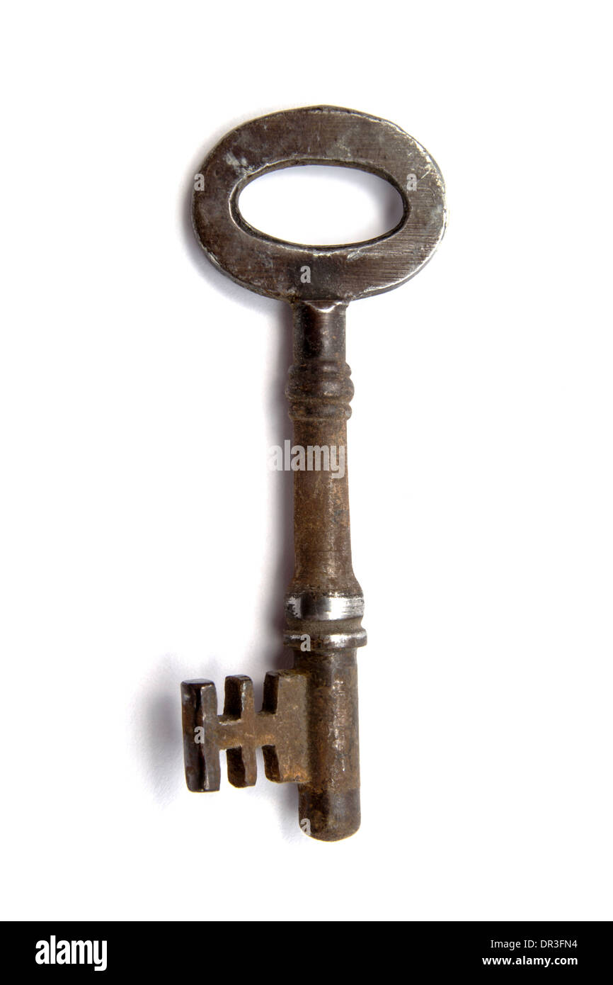 Big old key closeup on white background Stock Photo - Alamy