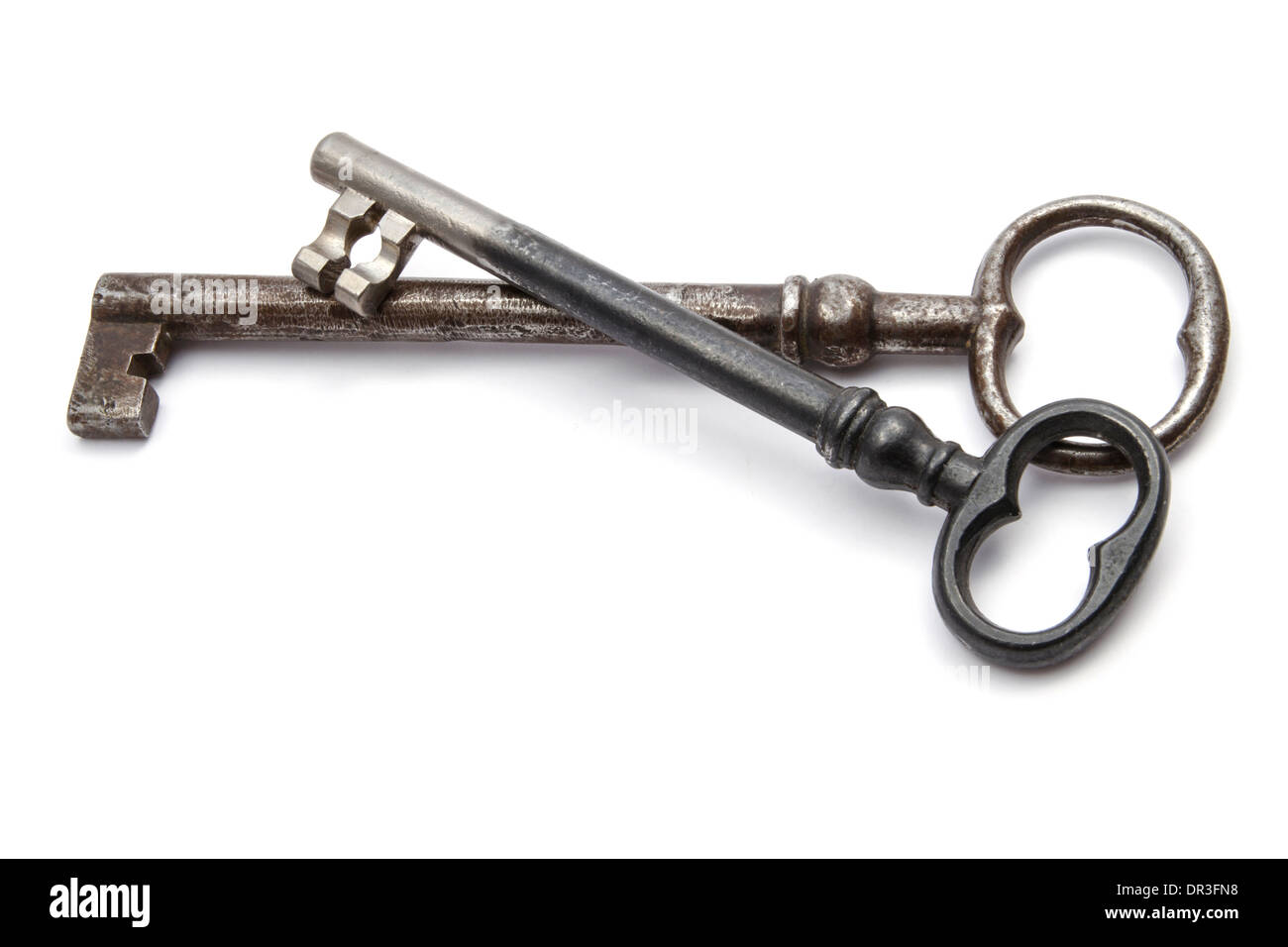 Old key isolated on white background Stock Photo - Alamy