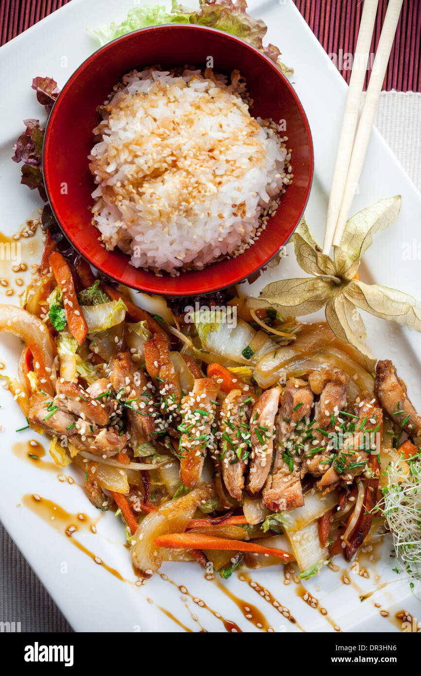 Dish of rice and meat Stock Photo - Alamy