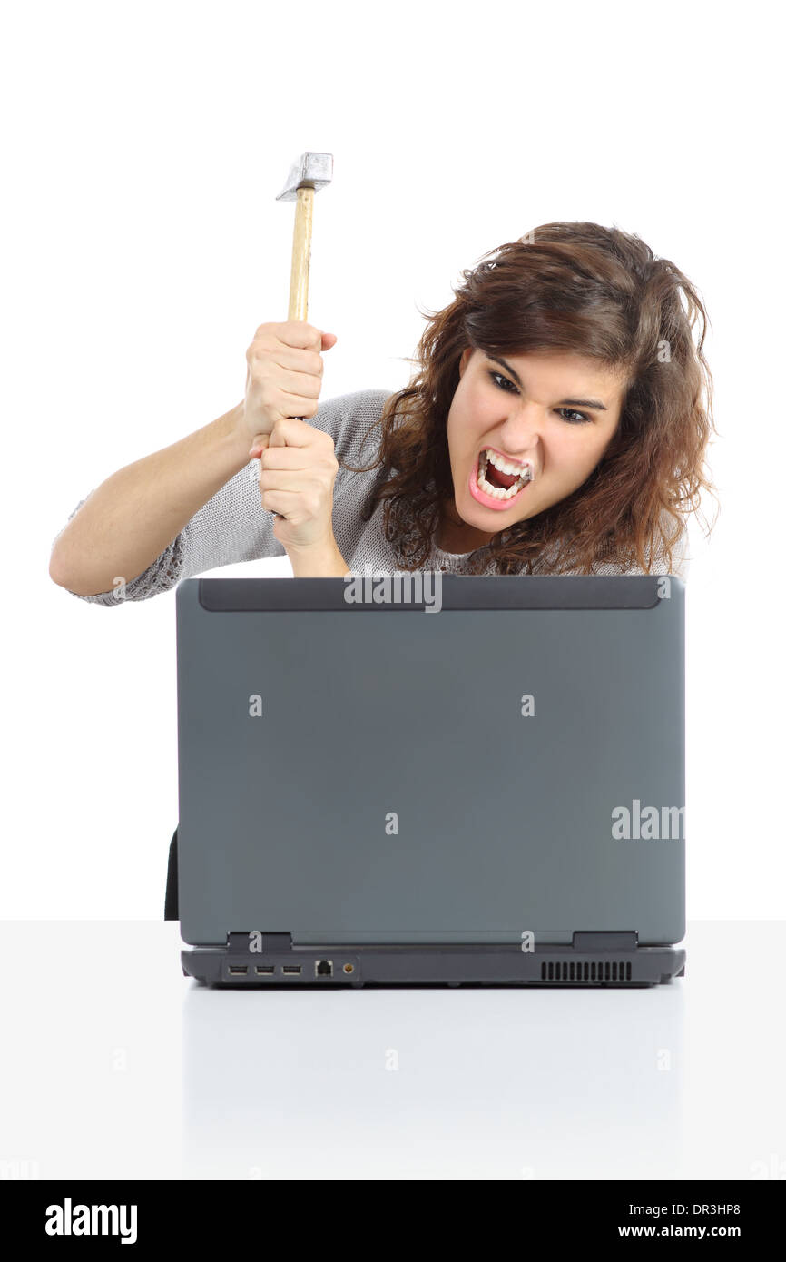 Angry business woman breaking laptop hi-res stock photography and ...