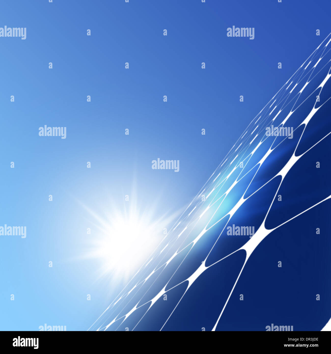 Solar energy over blue sky background Illustration Stock Photo - Alamy