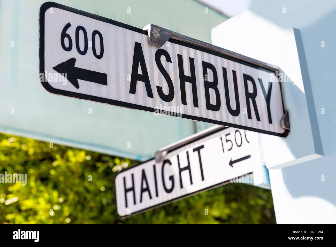 San Francisco Haight Ashbury street sign junction corner in California ...