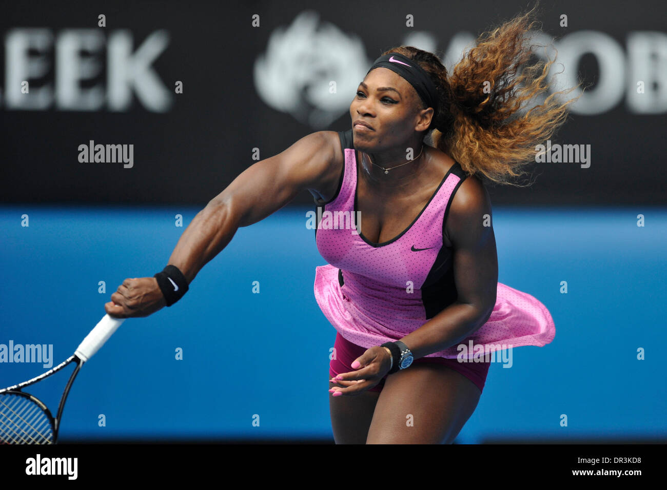 Melbourne, Australia. 19th Jan, 2014. Serena Williams of the USA as she ...
