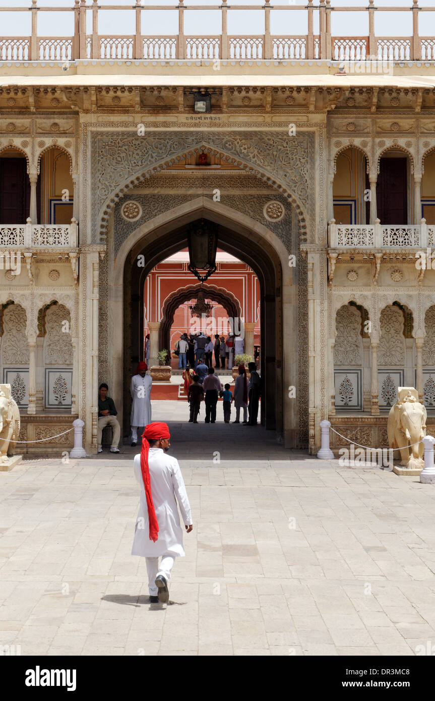 The entrance arch to Jaipur City Palace, Rajasthan, India Stock Photo ...