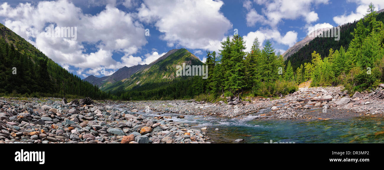 The confluence of two mountain rivers Stock Photo - Alamy