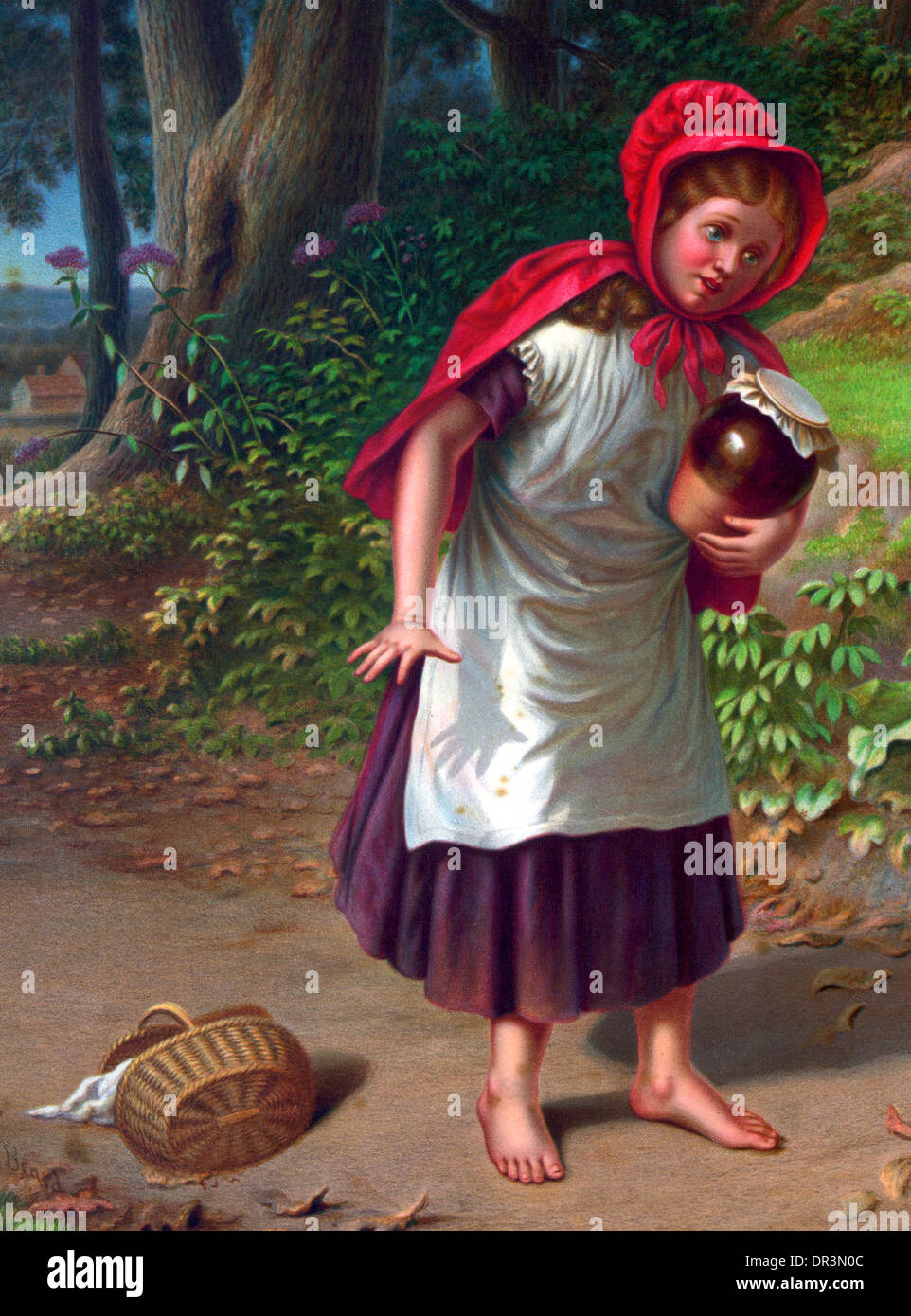 Vintage print depicting Little Red Riding Hood Stock Photo - Alamy