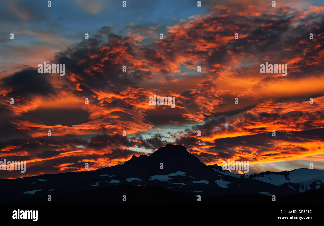 Sunset in Patagonia, Torres del Paine, Andes, Chile Stock Photo - Alamy