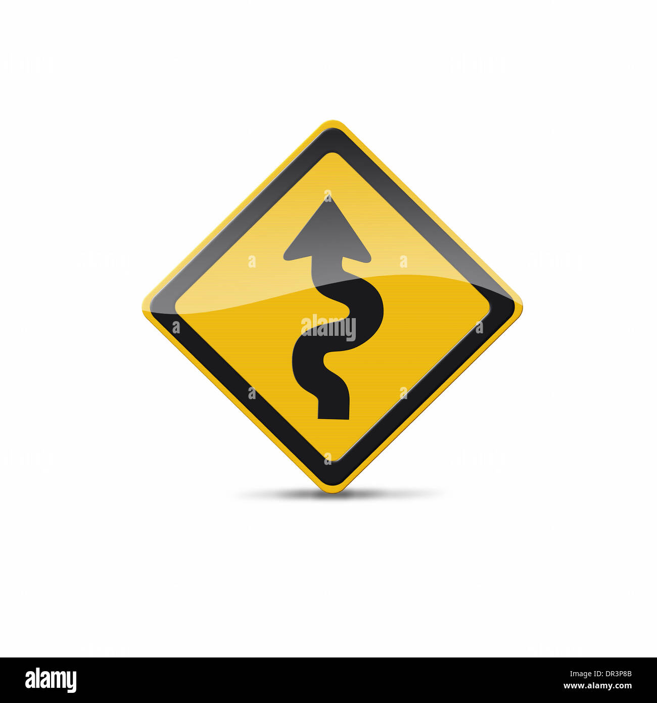 Blue curvy road ahead sign hi-res stock photography and images - Alamy