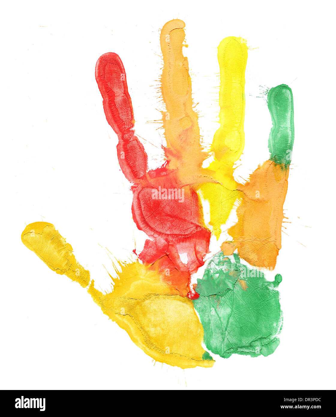 Close up of colored hand print on white background Stock Photo - Alamy