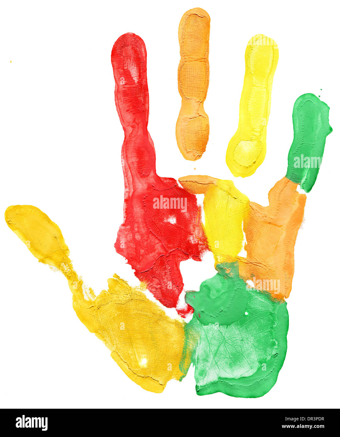 Close up of colored hand print on white background Stock Photo - Alamy