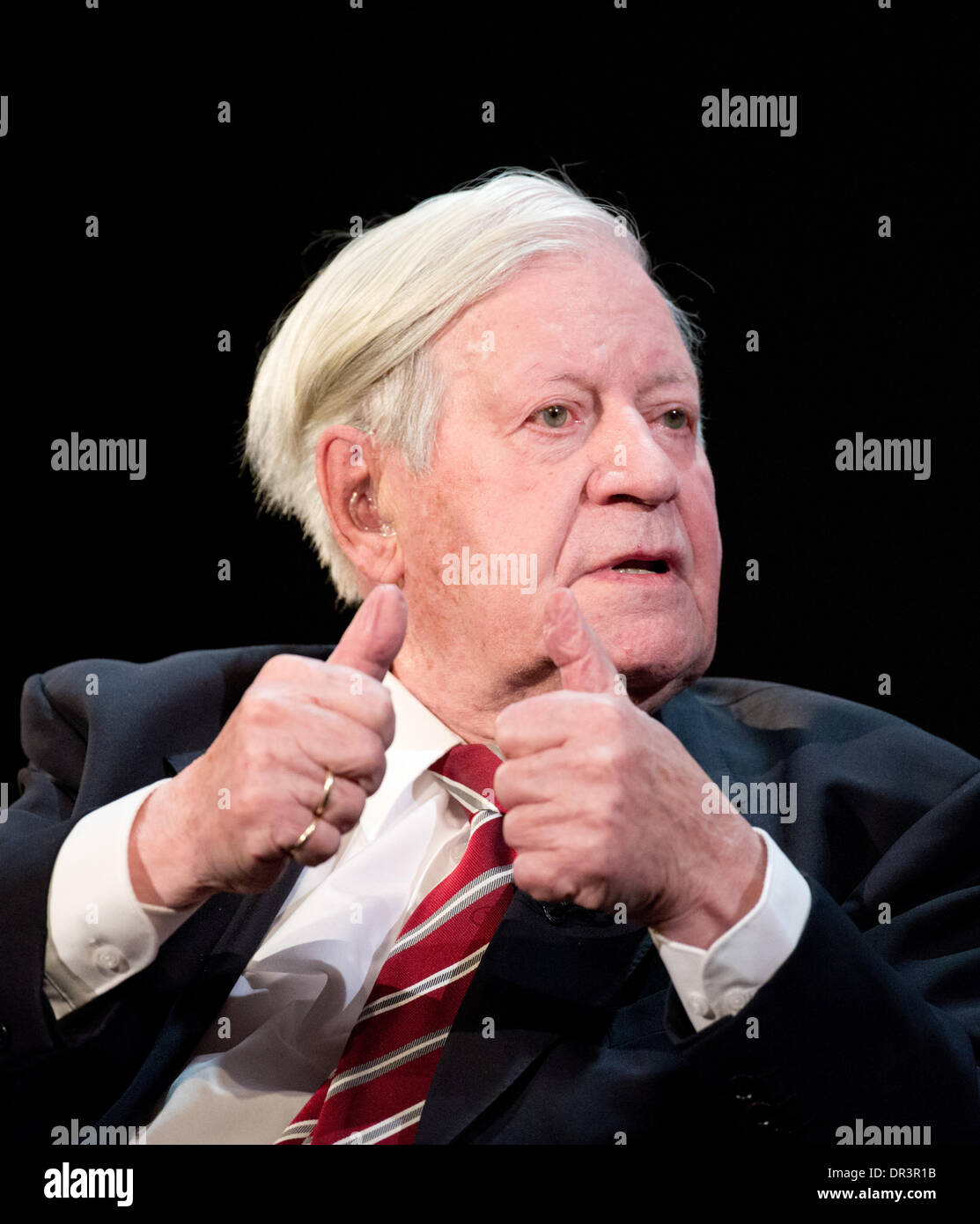 Former German Chancellor Schmidt speaks during his birthday celebration ...