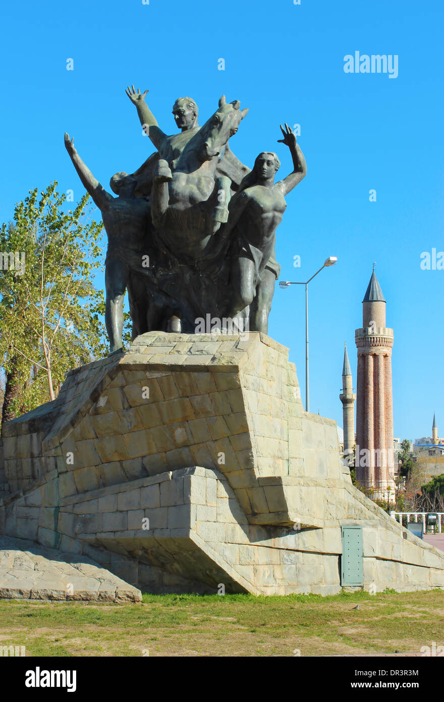 Historical Ataturk sculpture at Republic square in Antalya, Turkey ...