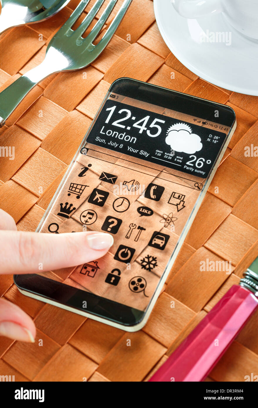 Smartphone (phablet) with a transparent display. Concept actual future ...