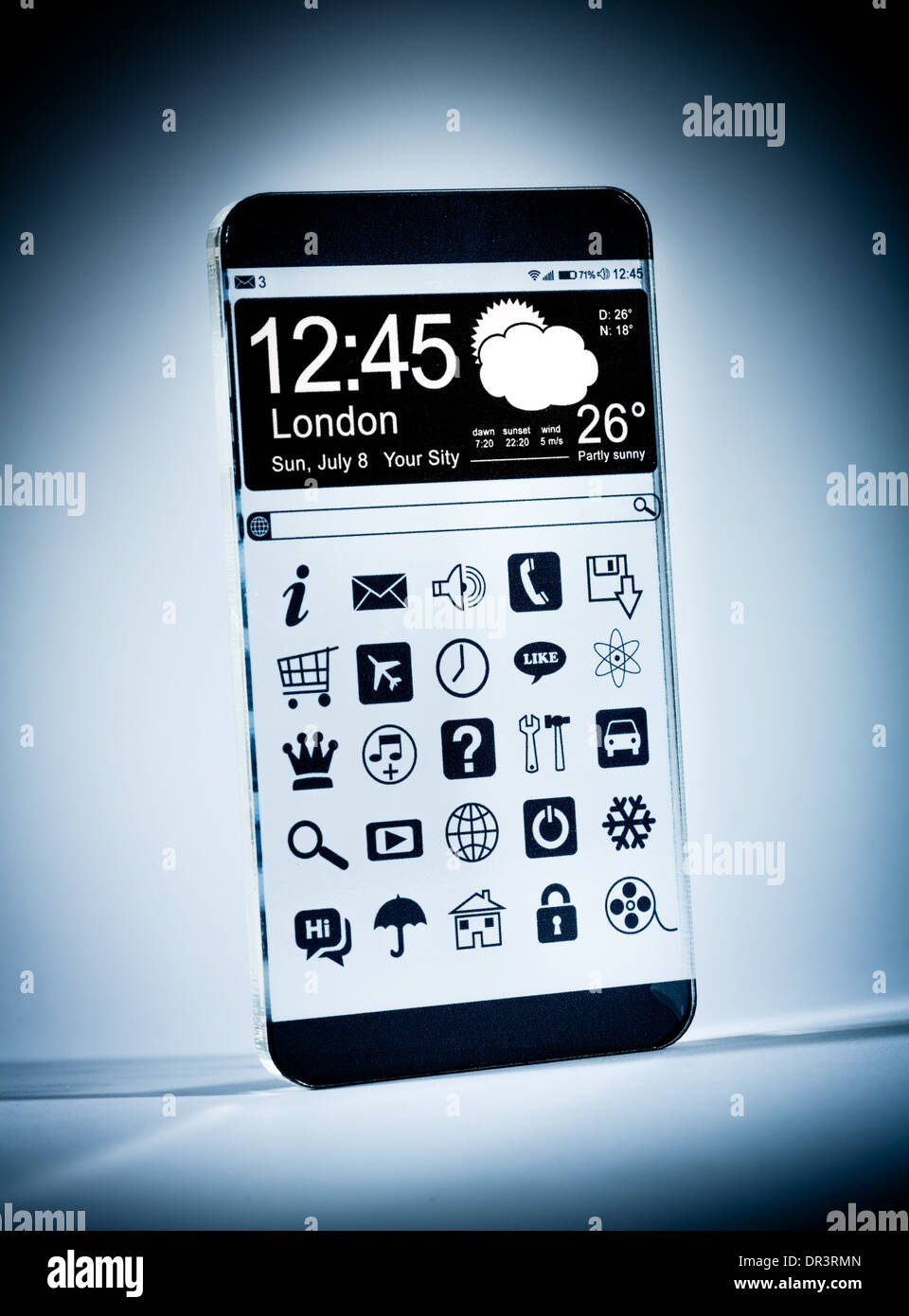 Smart phone (phablet) with a transparent display. Concept actual future ...