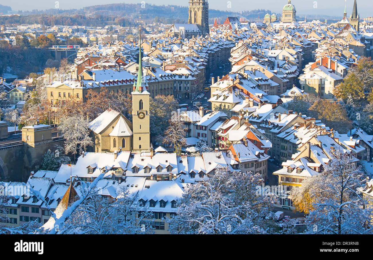 Bern city covered with fresh snow Stock Photo - Alamy