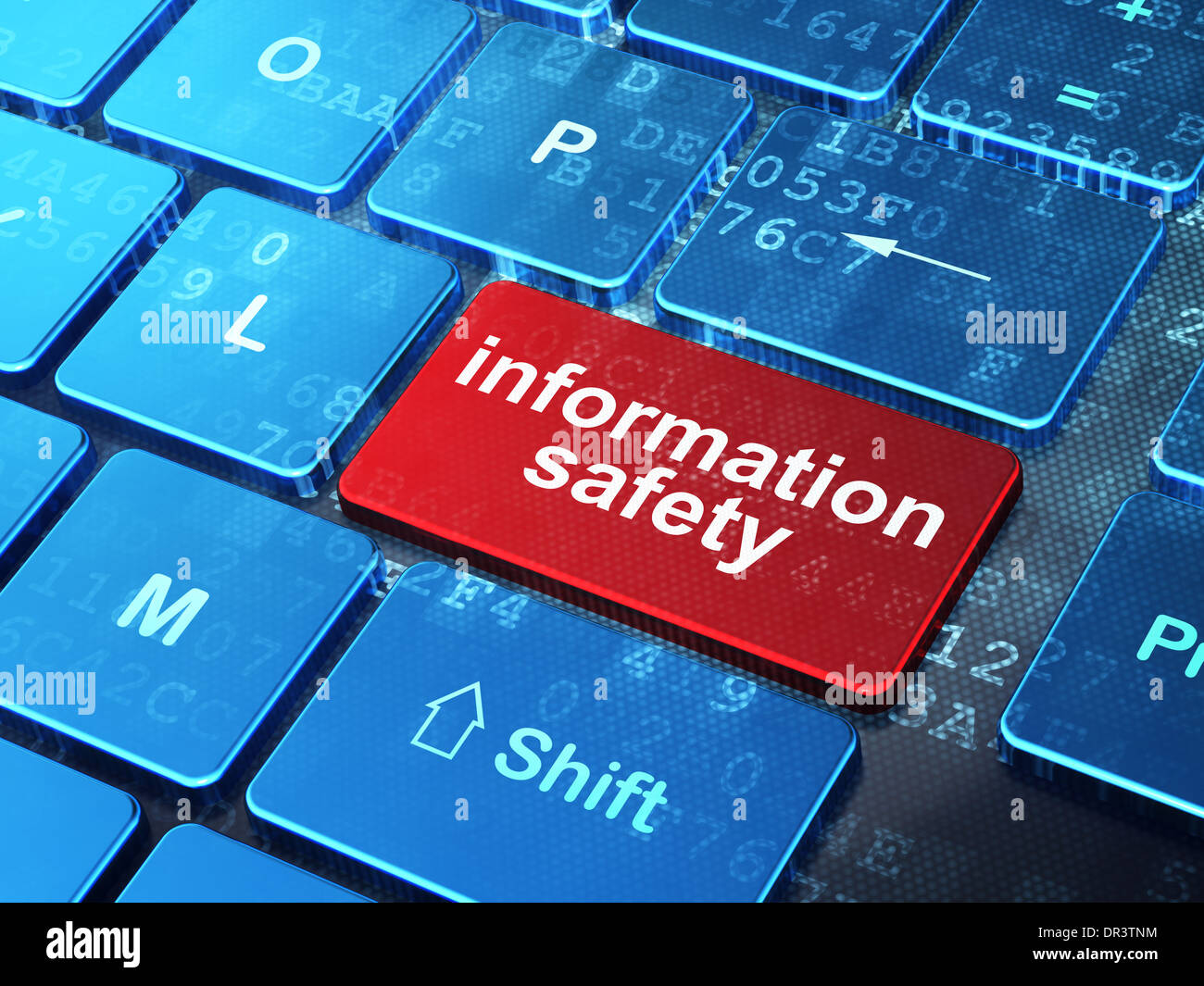 Safety concept: Information Safety on computer keyboard background ...