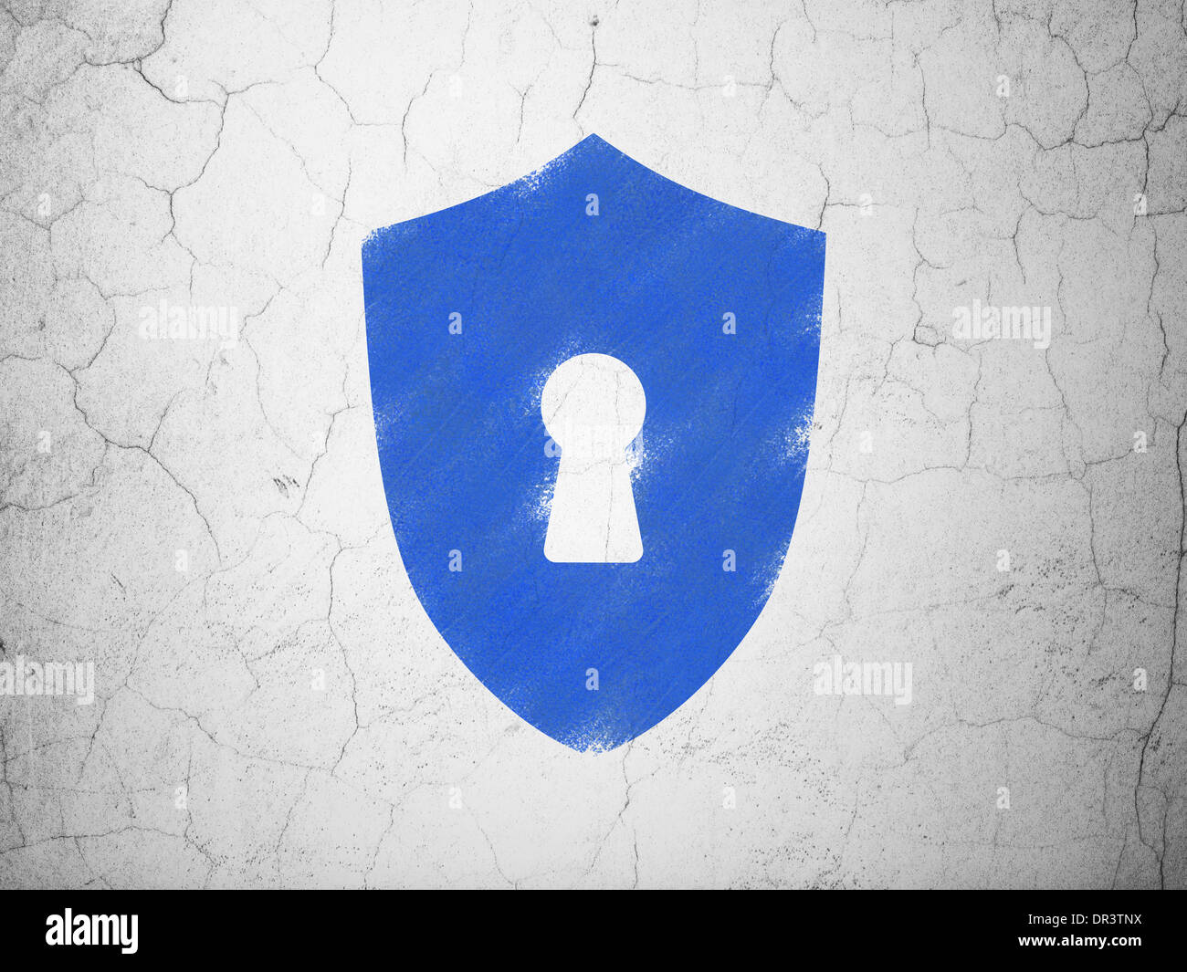 Privacy concept: Shield With Keyhole on wall background Stock Photo - Alamy