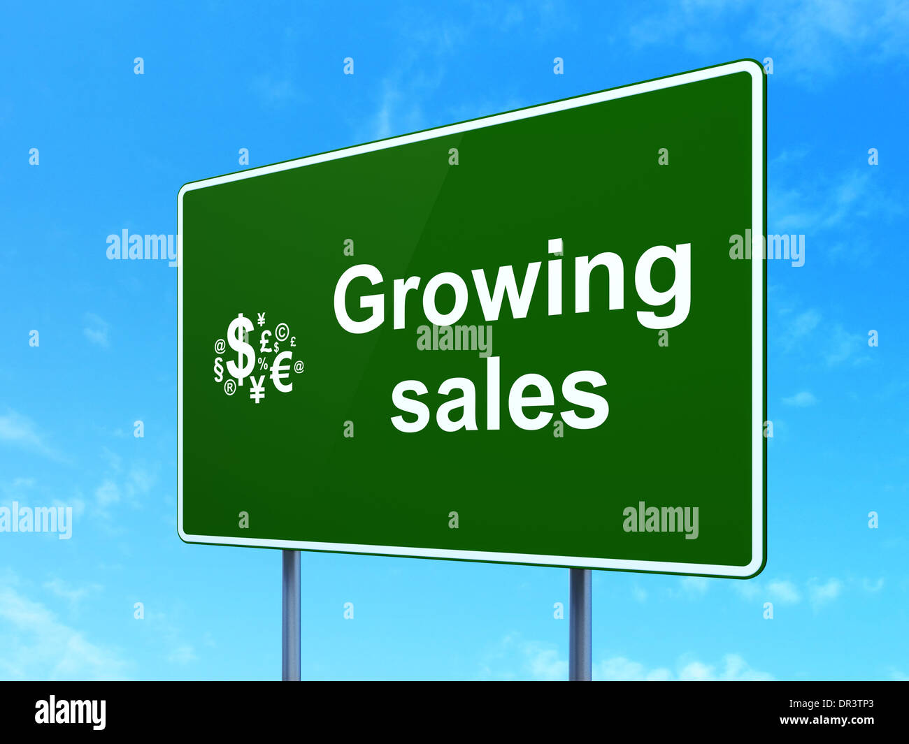 Finance concept: Growing Sales and Finance Symbol on road sign ...
