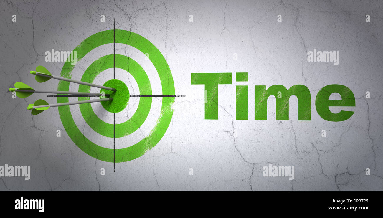 Timeline concept: target and Time on wall background Stock Photo - Alamy