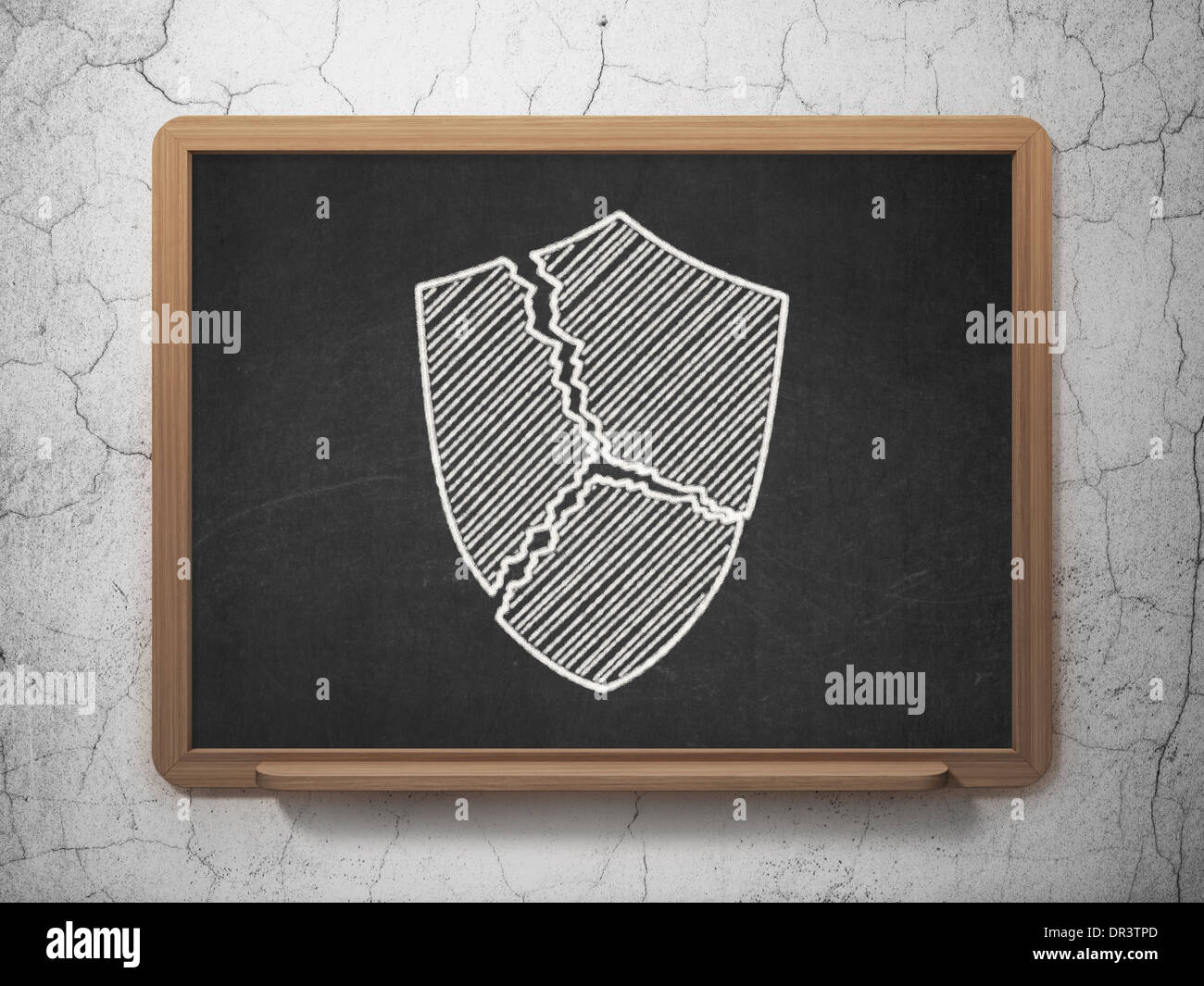 Protection concept: Broken Shield on chalkboard background Stock Photo ...