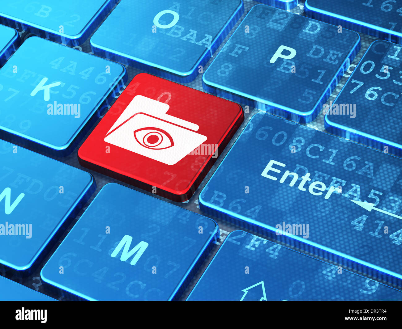 Finance concept: Folder With Eye on computer keyboard background Stock ...
