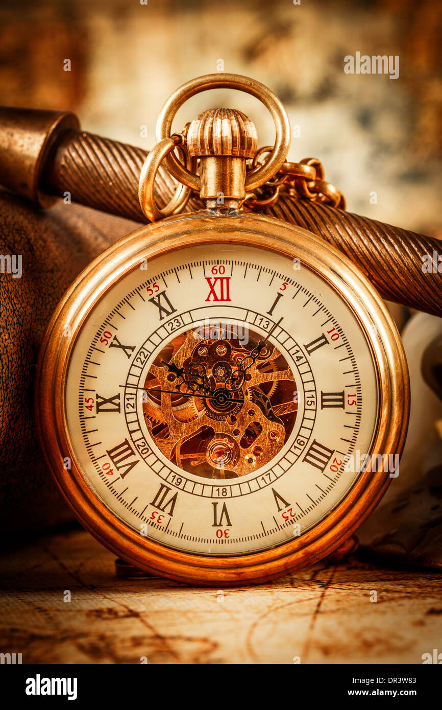 Vintage Antique pocket watch Stock Photo - Alamy