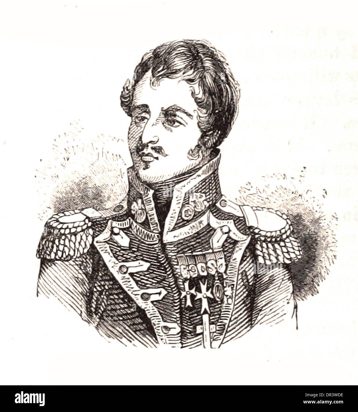 Portrait of Count Henri de la Rochejaquelin - Britsh engraving Stock ...