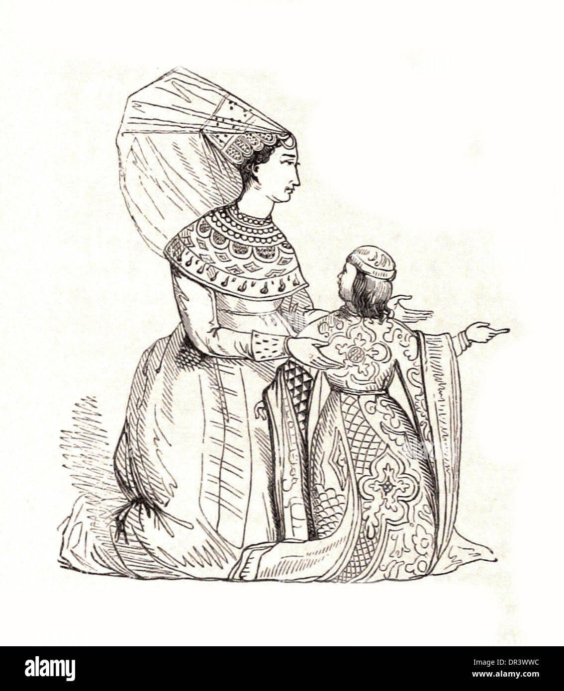 Female Costume in the time of Richard III - Britsh engraving Stock ...