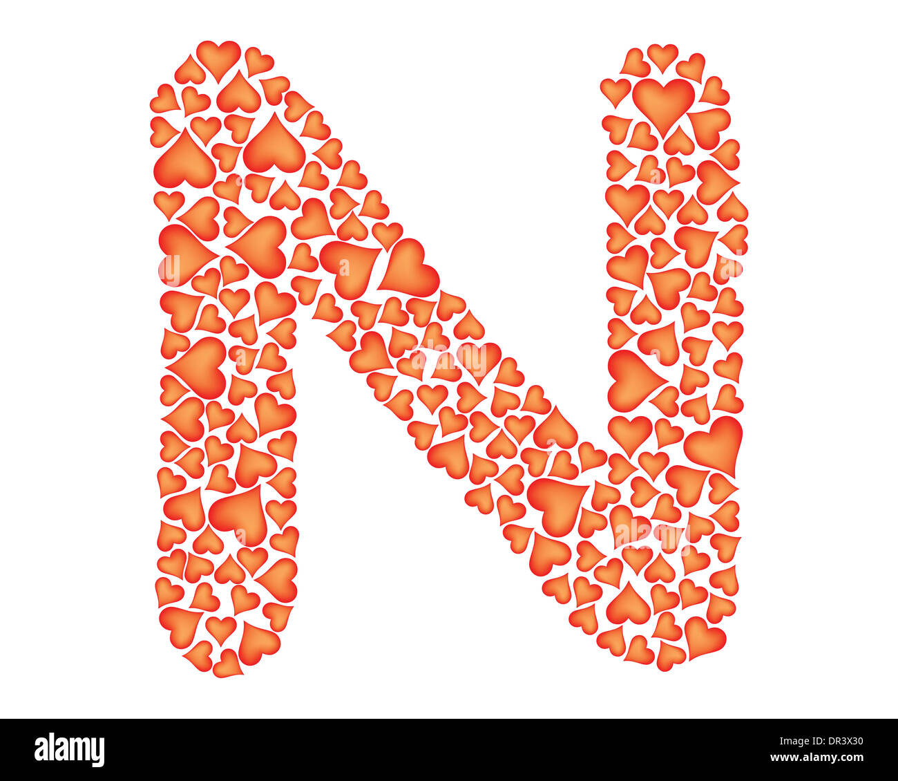 letter n made of valentines over white Stock Photo - Alamy